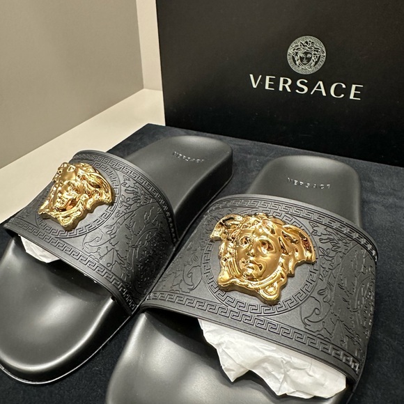 Versace | Shoes | Versace Palazzo Slides Full Set Nwt Dustbag Box ...